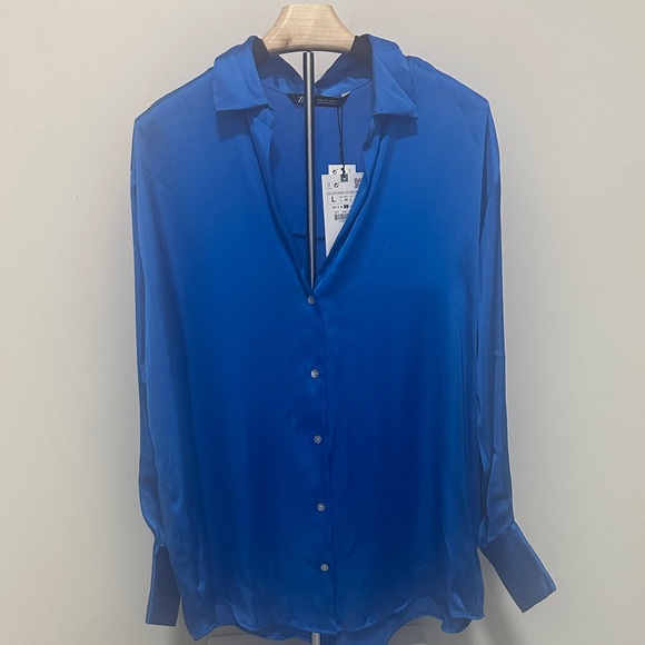 Zara | Tops | Zara Royal Blue Shirt | Poshmark